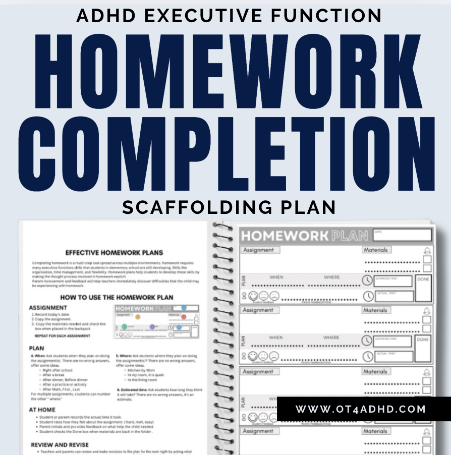Homework Plan to Support Executive Function ADHD - OT4ADHD